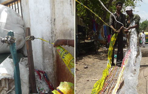 Spinning scrap to strings | Recycle Ropes making craft